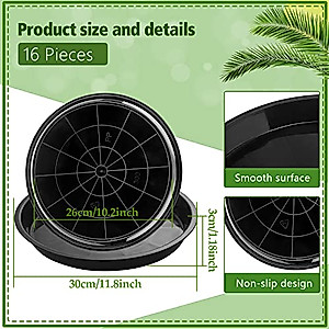 16 Pieces Plant Dish Plastic Plant Tray Round Thick Plant Pot Saucers Sturdy Flower Pot Saucer Black Drip Trays for Plants for Indoor and Outdoor Plants Home Garden (11.8 Inches in Top Size)