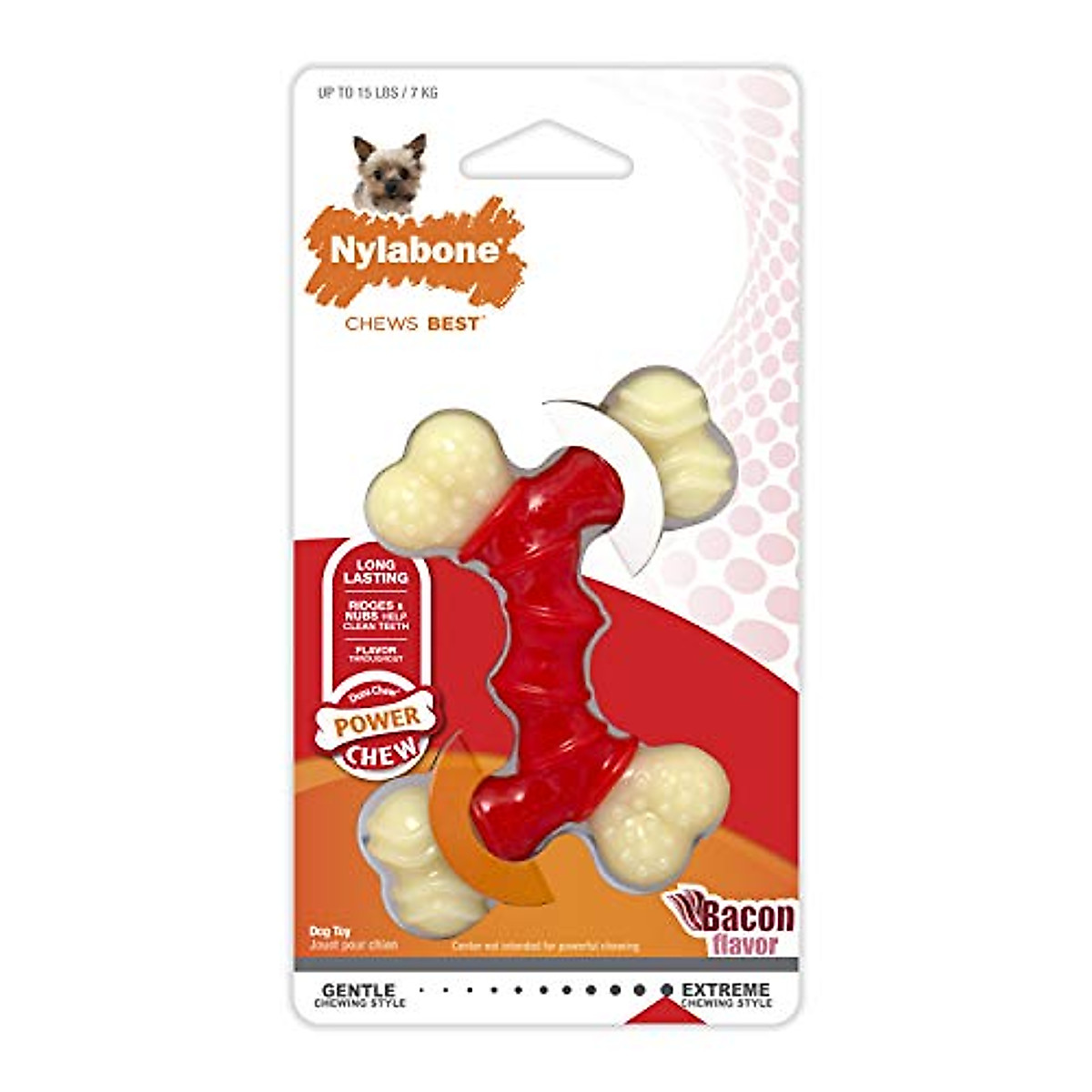 Nylabone Power Chew Double Bone Long Lasting Chew Toy for Dogs X-Small - Up to 15 lbs.