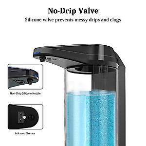 KESTERRA Automatic Soap Dispenser, 17oz/500ml Touchless Battery Operated Liquid Soap Dispenser with 7levels Adjustable Soap Volume, Perfect for Commercial or Household Use, Black