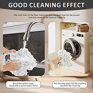 Dust Mop with 125cm Long Handle and 2 Mop Pads Commercial Duster Floor Mop 360 Degree Rotating Flat Mop Large Wet and Dry Mop Household Cleaning Supplies for Hotel Gym Garage Hospital