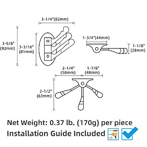 APLusee Swivel Towel Hook 2 PCS Matte Black, Metal 3 Arms Folding Robe Coat Hook, Flexible Storage Clothes Holder for Bathroom Home RV, Wall Mount