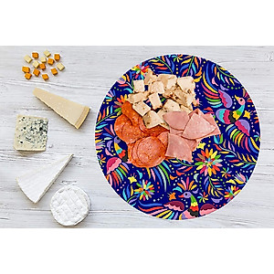 HASTA LA RAIZ | Mexican Handmade Cheese Board covered with resin. Ideal for Charcuterie Platter & Serving Tray. Model: Blue Tenango.