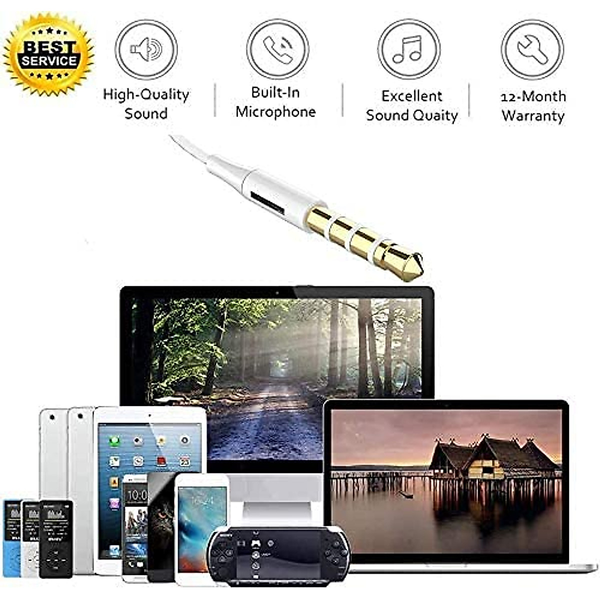 2 Pack Earbuds/Headphones/Earphones with 3.5mm Wired in Ear Headphone Plug Built-in Microphone & Volume Control for iPhone Android Phone PC Computer Laptop