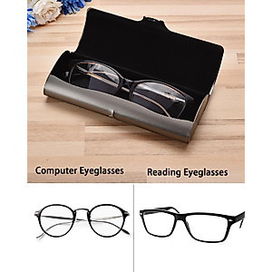 Philley Aluminum Ultra-Light Eyeglass Case Hard Shell Nearsighted Glasses Case for Women & Men(Gun Grey)
