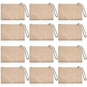 Epakh 12 Pcs Straw Clutch Bag Bohemian Summer Beach Straw Purse Wristlet Straw Handbags for Summer Small Clutch Purses for Women (White)
