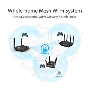 ASUS RT-AX56U AX1800 WiFi 6 Dual-Band WiFi Router, Lifetime Internet Security with AiProtection, Whole-Home WiFi with AiMesh