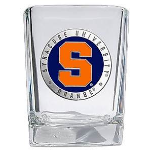 Heritage Pewter Syracuse Square Shot Glass | Hand-Sculpted 1.5 Ounce Shot Glass | Intricately Crafted Metal Pewter Alma Mater Inlay