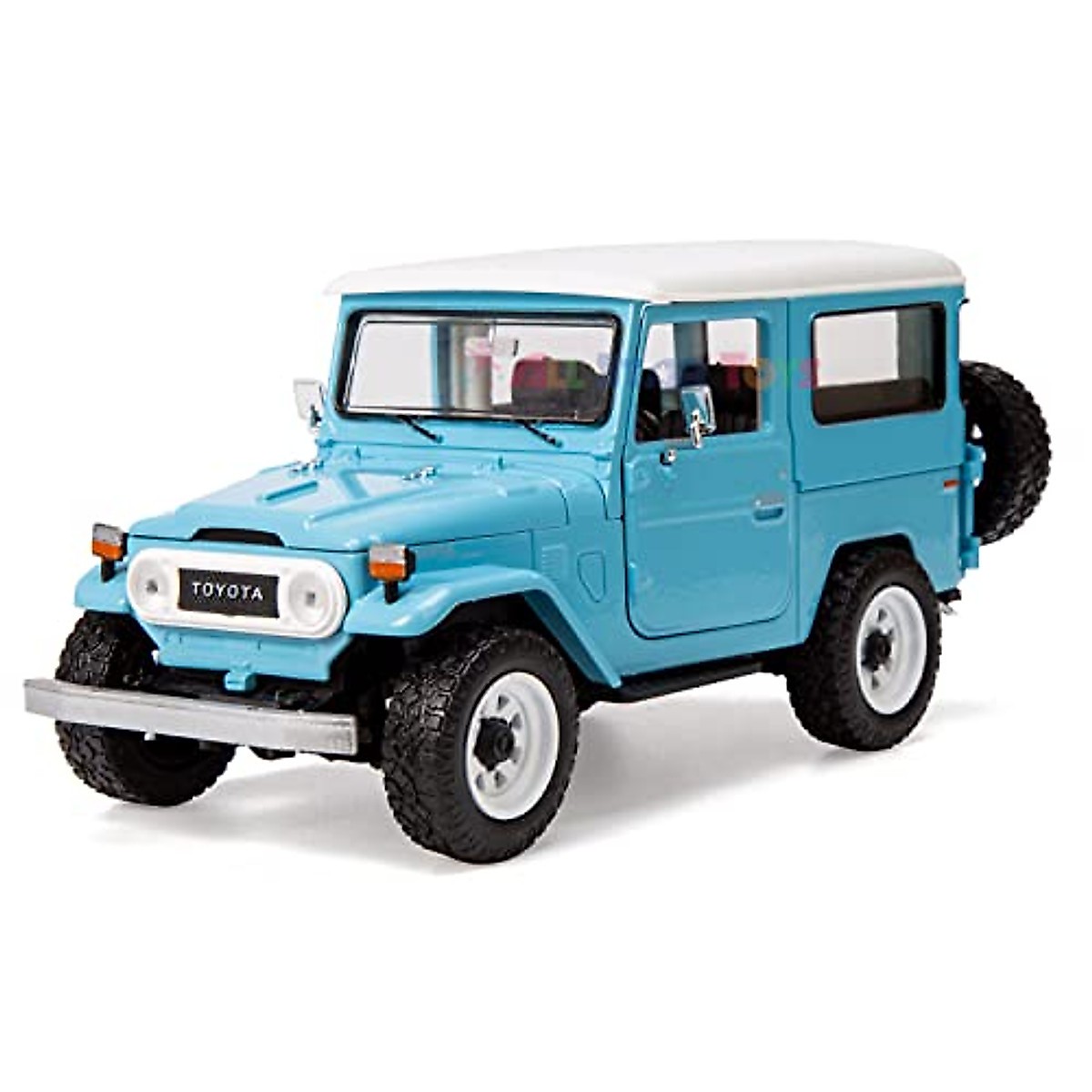 All Star Toys Toyota Land Cruiser FJ40 Sky Blue with Custom Off-Road Wheels 1/24 Diecast Model by Motormax 79323 Exclusive FJ Cruiser J40