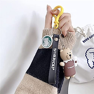 Airpods 2/1 Case,3D Cute Cartoon Funny Kawaii Airpods 1/2 Case,Shockproof Protective Soft Silicone Airpod Case Designed with Drink Cup Keychain for Apple AirPods Charging Case(Brown Coffee Cup)