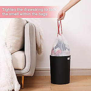 Drawstring Trash Bags, 4 Gallon, Unscented,Bedroom, bathroom, office, small garbage bag 50 Count