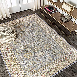 JONATHAN Y MDP304B-8 Alba Modern Faded Peshawar Indoor Area-Rug Vintage Glam Bohemian Easy-Cleaning Bedroom Kitchen Living Room Non Shedding, 8 ft x 10 ft, Grey