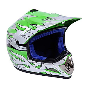 Sange DOT Youth Kids Offroad Helmet Motocross Helmet Dirt Bike ATV Motorcycle Helmet Gloves Goggles Compliant with FMVSS 218(Green, Large)