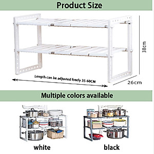 LEAYAN Under Sink Storage Under Sink Organizer Kitchen,Expandable Home Organizer Rack,Multifunctional Under Sink Organizer Home Storage Rack,for Bathroom Under Sink Rack Shelf, White 60 * 26 * 38cm