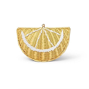 Tabitha Brown Lemon Rattan Clutch Handbag - Yellow