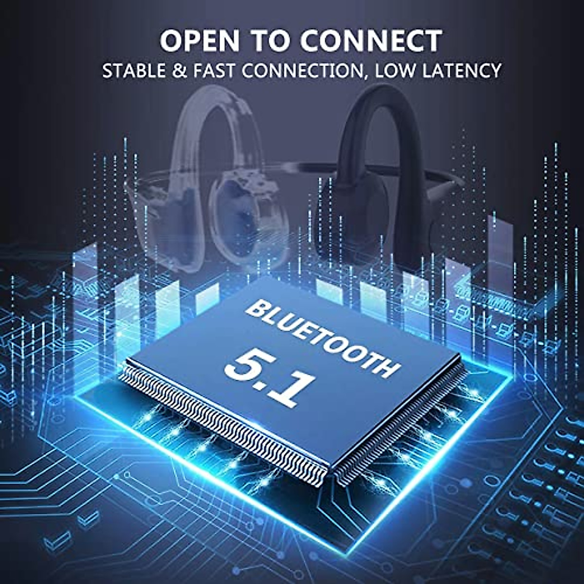 Open Ear Headphones, Wireless Sports Air Conduction Headphones Lightweight Bluetooth 5.1 Headset with Mic Answer Phone Call Music for Running, Hiking, Driving, Cycling, Yoga, Birthday Present