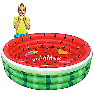 Watermelon Inflatable 60 inches, Pit Ball Pool Swimming Pool with 3 Rings, Boys and Girls Summer Fun in Garden, Backyard, Indoor & Outdoor by ninostar