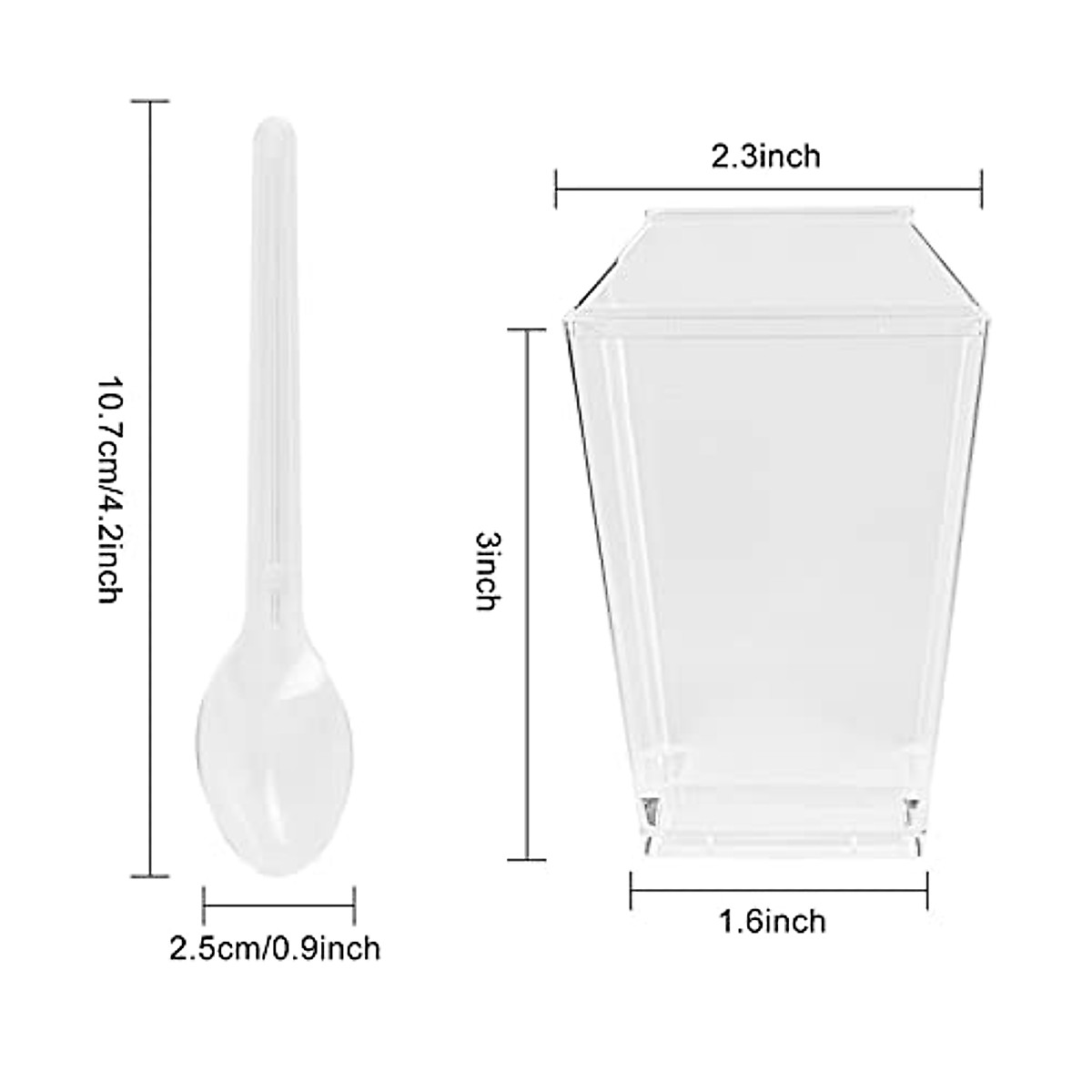 Wiaregom 50Pack 5oz Square Plastic Dessert Cups with Lids and Spoons,Clear Parfait Appetizer Cups for Tasting Party Desserts Fruit Parfait Baby Shower Party