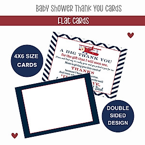 Paper Clever Party 25 Airplane Baby Thank You Cards Pack – Boys Baby Shower Notes with Envelopes, Prefilled Message, Customizable Blank Stationery, Adventure Theme, New Parents Gift Ideas