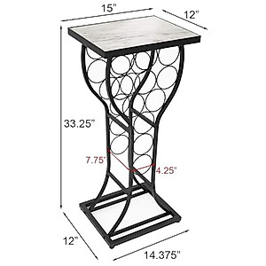 Sorbus Wine Rack Console for Home Bar - Mini Wine Stand with Faux White Marble Table Top - Durable Metal Freestanding Wine Storage Cabinet Shelf - Wine Racks Free Standing Floor Holds 11 Wine Bottles