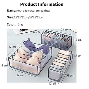 3PCS Wardrobe Clothes Organizer for Underwear and Clothing; 6,7 and 11 grids for clothes storage organization, dresser, drawer and closet organizers for: Underwear, Bra, Sweater, T-Shirt, Sock, & More