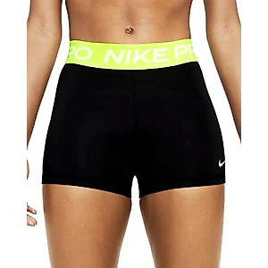 Nike Womens Pro 3" Shorts (Black/Volt/White, Medium)