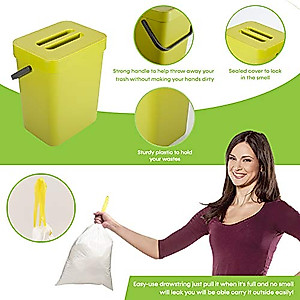 Small Trash Can with Lid, Sturdy Hanging Trash Can for Under the Sink or as Compost Bin for Kitchen Countertop, Portable for your Office Bedroom Bathroom Cupboard Kitchen, 9.6"x 8.2"x 6.8", Green