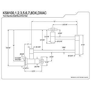 Kingston Brass KS8107DX Wall Mount Pot Filler Kitchen Faucet, Brushed Brass