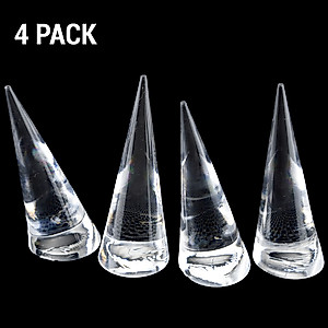 IFAMIO 4 Pack Acrylic Ring Cone Stand Single Ring Display Holder Cone Shape Ring Display Support Ring Rack Ring Holder Jewelry Display Stand DIY Acrylic Cone