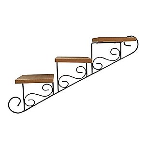 VORCOOL Vintage Floating Shelves Wall Mounted Shelf Wood Look Accent Furniture with Metal Frame for Hallway Entryway Living Room Bedroom Bathroom Kitchen