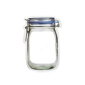 50Pcs Mason Jar Pattern Food Storage Bag Reusable Portable Stand Up Smell Proof Ziplock Bags Snack Saver Container Retail Package Bag Frosted Pouches Blue 9.6×6.7in (24.5×17.5cm)