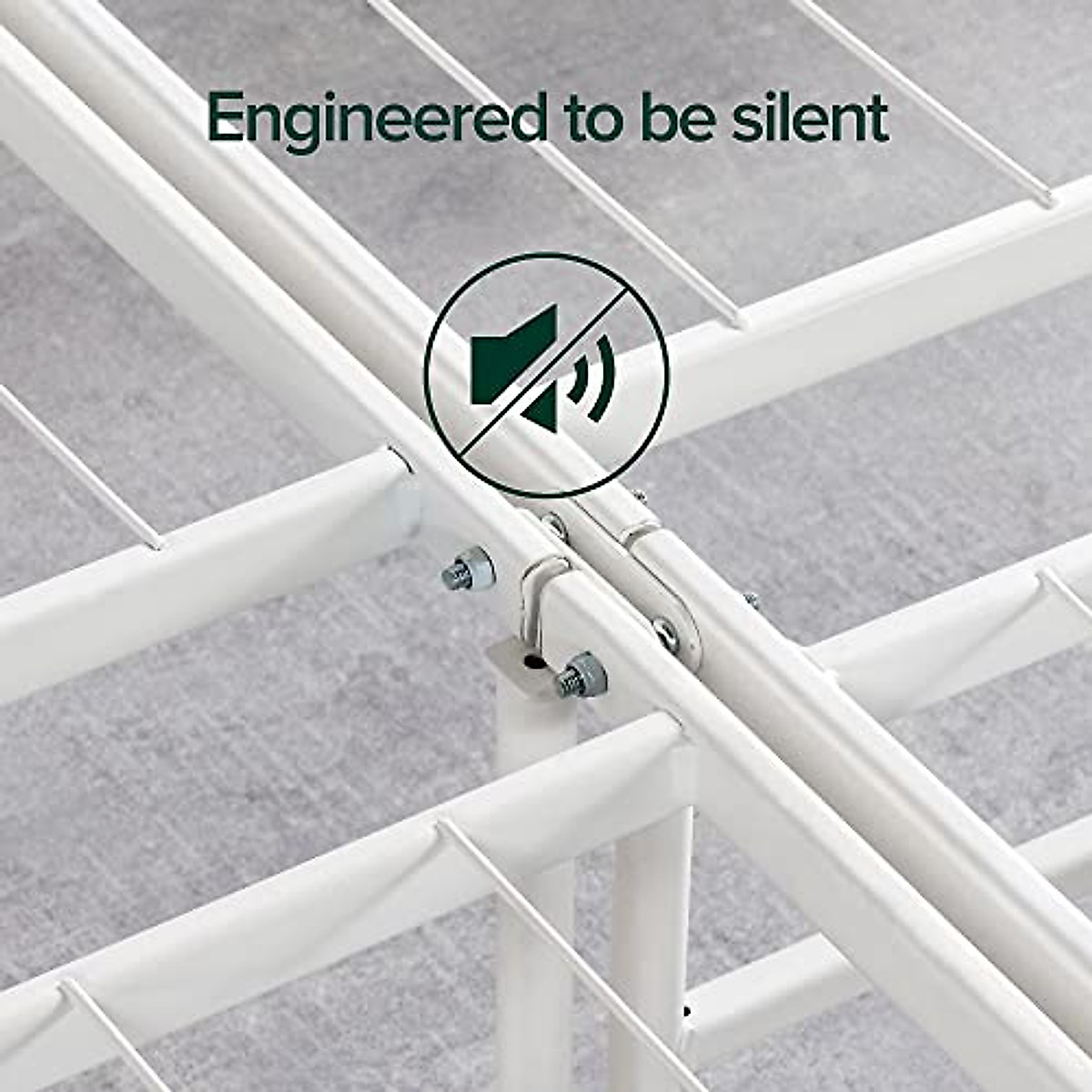 ZINUS SmartBase Tool-Free Assembly Mattress Foundation / 14 Inch Metal Platform Bed Frame / No Box Spring Needed / Sturdy Steel Frame / Underbed Storage, White, Cal King