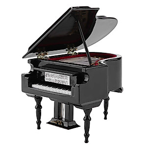 Wal front Exquisite Wooden Mini Piano Model with Stool Pedal Display Decoration Home Coffee House Ornament Gift for Birthday Valentine's Day (1094.5cm)