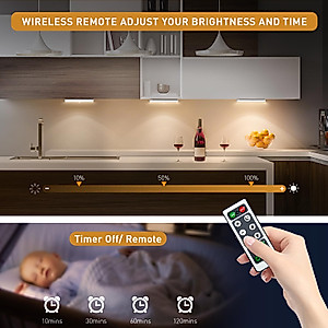 LED Closet Light, Newest 20LEDs Dimmer USB Rechargeable Motion Sensor Light Under Cabinet Lighting with Remote Control, Wireless Stick-Anywhere Night Safe Light Bar for Wardrobe,Kitchen-5 Pcs