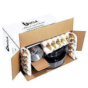 BUCLA 30Guests New Year Plates - Black And Gold Plastic Plates With Disposable Prewrapped Silverware Bulk And Gold Cups- Marble Design Disposable Plastic Dinnerware-Ideal For Thanksgiving and New Year