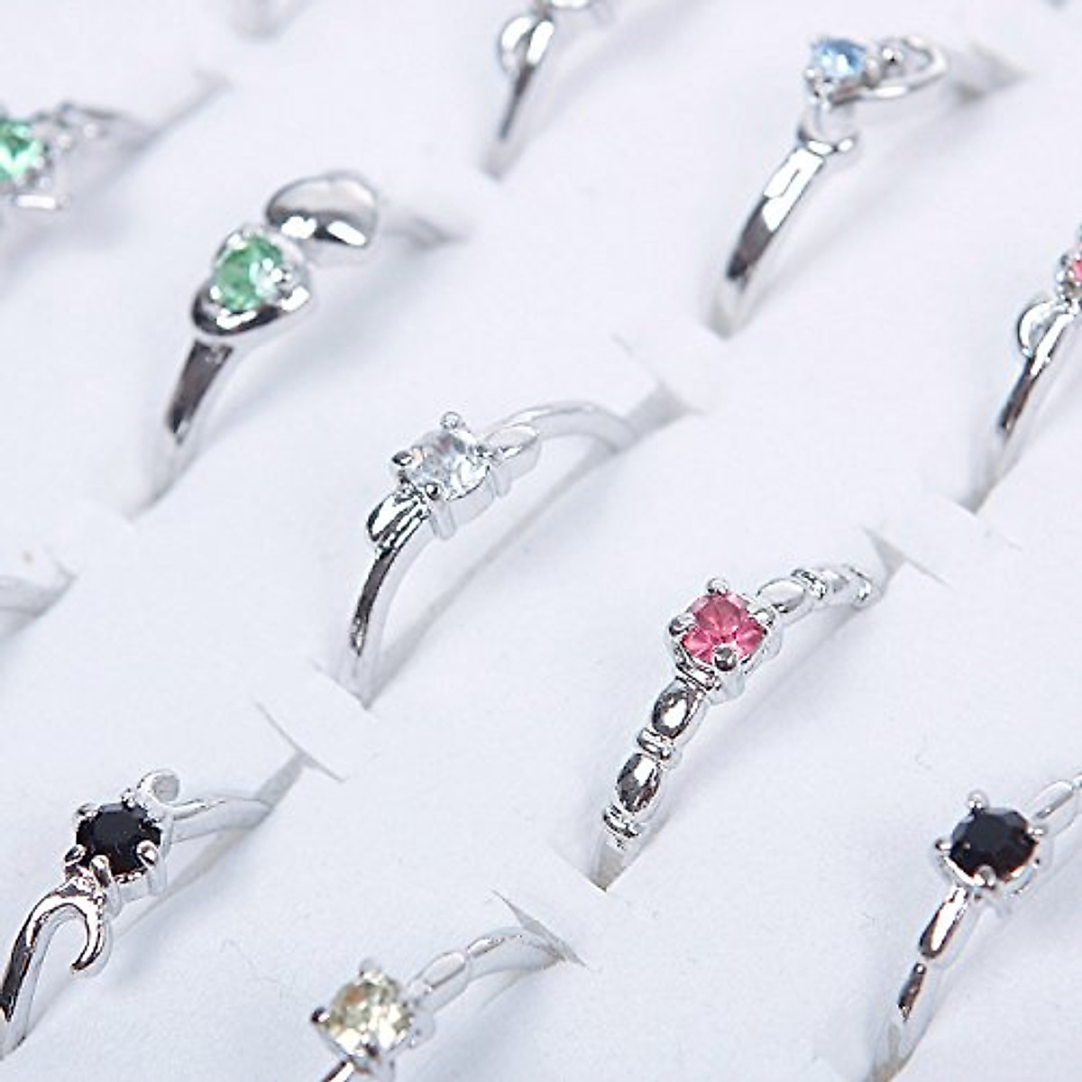 Woman Wholesale Lots 30pcs Rhinestone Assorted Silver Plated Ring