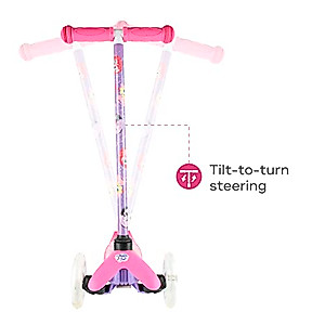 My Little Pony Self Balancing Kick Scooter with Light Up Wheels, Extra Wide Deck, 3 Wheel Platform, Foot Activated Brake, 75 lbs Limit, Kids & Toddlers Girls or Boys, for Ages 3 and Up