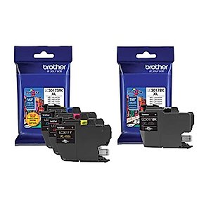 Brother LC3017 High Yield Ink Cartridge Set of Black, Cyan, Magenta, Yellow in Retail Packing