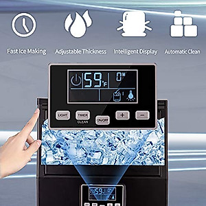 LEO11EE Freestanding Commercial Ice Maker Machine 66LBS/24H, Auto-Clean Built-in Automatic Water Inlet Clear Ice Cube Maker with Scoop, Ideal for Supermarkets Cafes Bakeries Bars Restaurants Home
