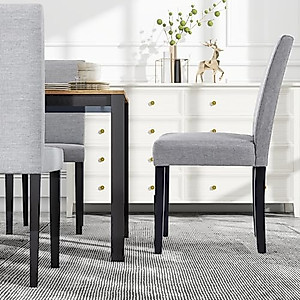 IULULU Dining Set of 4 Kitchen Upholstered Parsons Accent Chair with Padded Seat Back and Wood Legs for Living Room, Modern, Grey