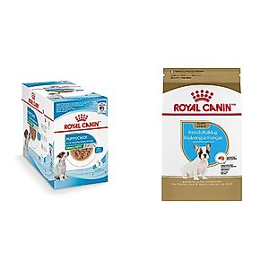 Royal Canin Bundle Size Health Nutrition Small Puppy Chunks in Gravy Wet Dog Food, 3 Oz Pouches 12-Pack + French Bulldog Puppy Dry Dog Food, 3 lb Bag