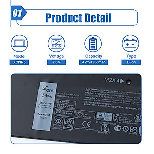 Dentsing XCNR3 Battery Replace for Dell Latitude 13 7370 Ultrabook Series 0XCNR3 WY7CG WV7CG 0WV7CG 7.6V 34Wh/4250mAh 4-Cells