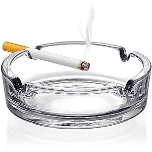 Ash Tray, Glass Ashtray for Cigarettes, Portable Decorative Modern Ashtray for Outside, Home, Office, Patio, Outdoor, Indoor, Fancy Cute Cool Ashtray, Clear/Crystal/Transparent (4.17"L x 1.41"H)