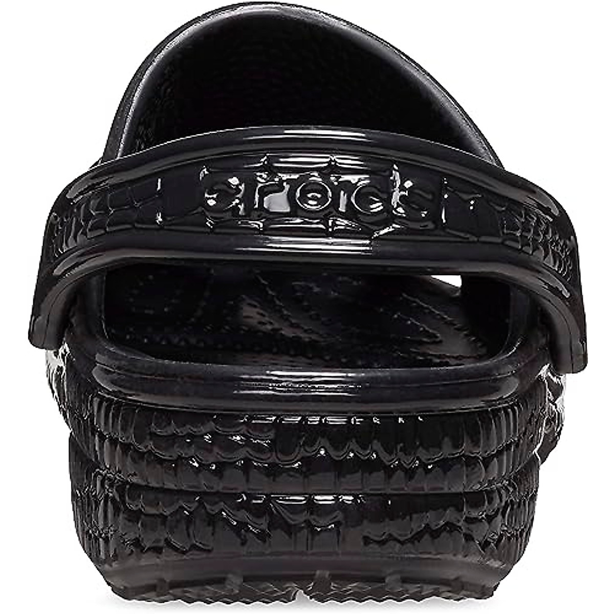 Crocs Unisex-Adult Classic Crocskin Clogs, Black Metallic, 10 Women/8 Men
