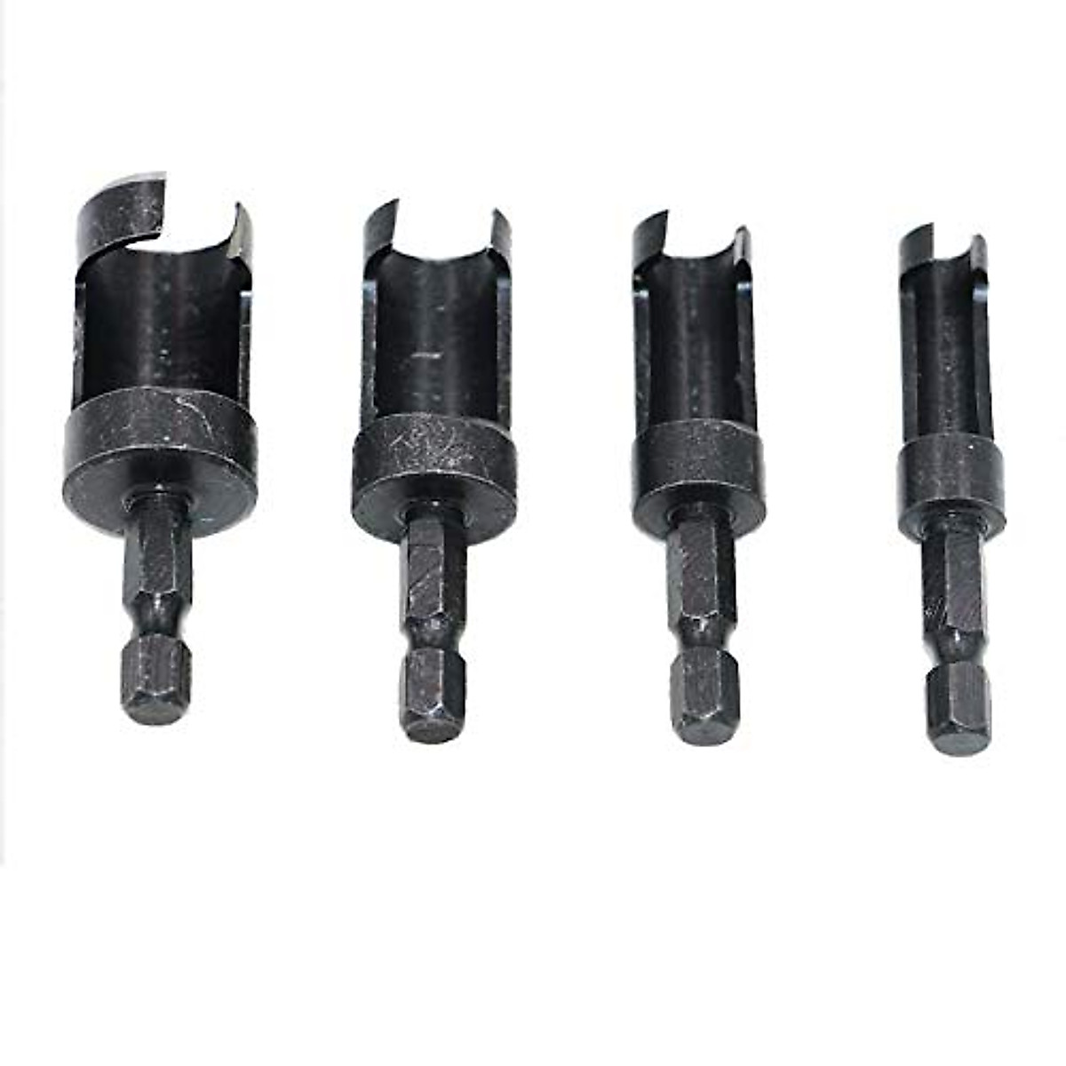 4pcs Wood Plug Hole Titanium Coated Cutter Drill Bits Set 6mm/10mm/13mm/16mm Cutting Dowel Power Woodworking Cork Hole Saw Tool Hex Shank