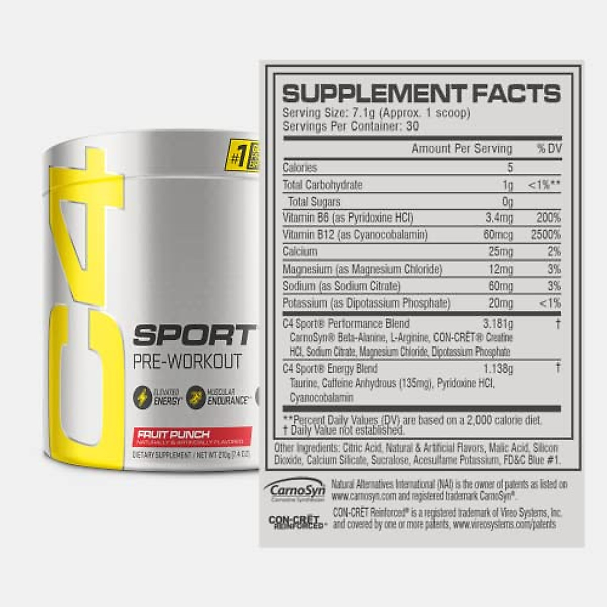 Cellucor C4 Sport Pre Workout Powder Fruit Punch - NSF Certified for Sport | 30 Servings, Packaging may vary.