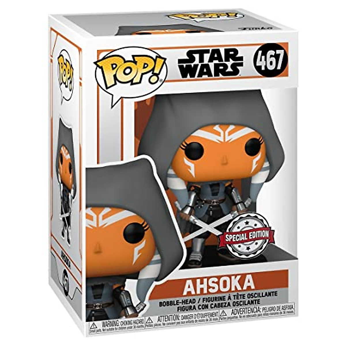 Funko Pop! Star Wars: The Mandalorian - Hooded Ahsoka with Dual Sabers Vinyl Bobblehead, Amazon Exclusive