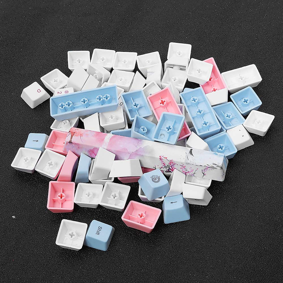 73PCs Keycaps PBT Mechanical Keyboard Accessory Five-Faced Dyed Anime Universal Keycap for Mechanical Keyboard(Three Lives III)