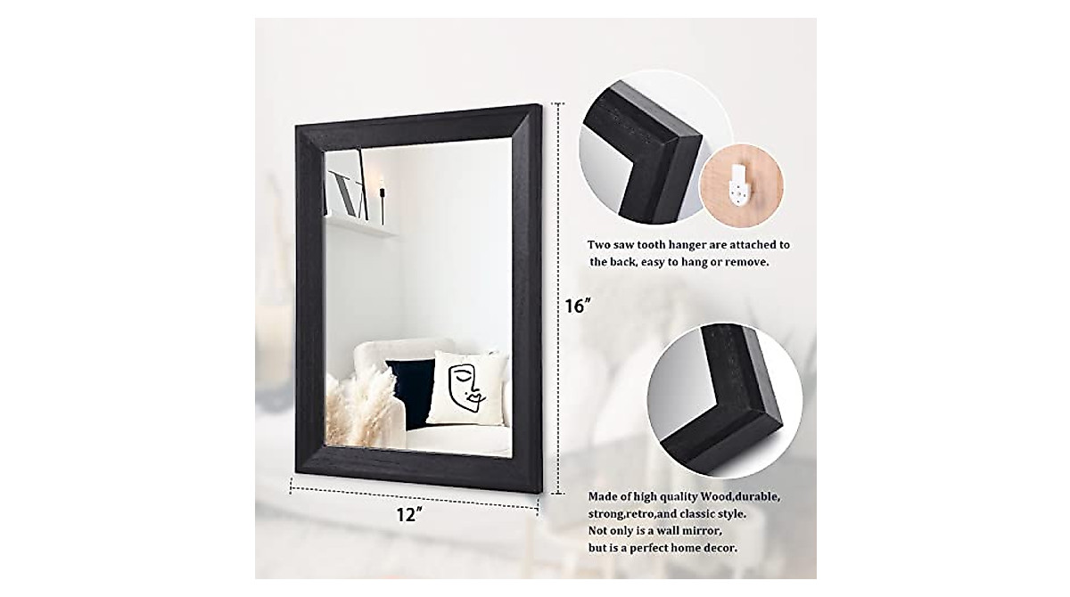 AAZZKANG Rustic Black Wall Mirror – Elegant & Durable Decor