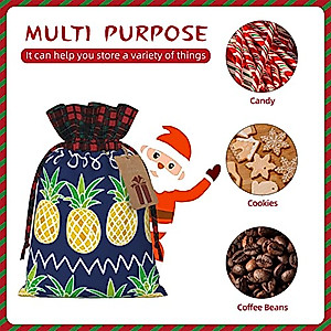 Christmas Drawstring Gift Bags Pineapple-Navy-Pattern Buffalo Plaid Drawstring Bag Party Favors Bags