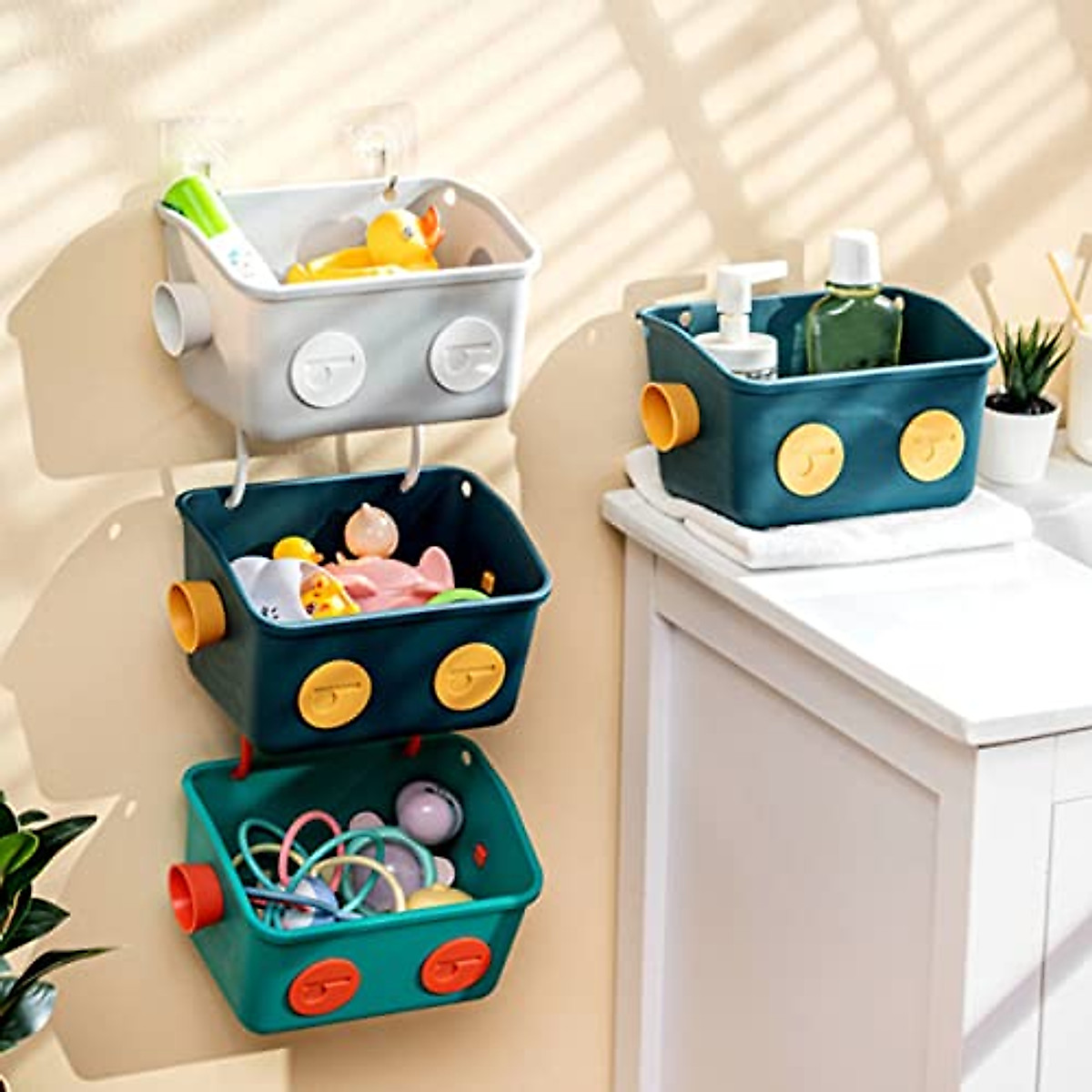Cabilock Shower Organizer Shower Organizer Bath Plastic Hanging Basket bathroom wall basket bedside storage organizer plastic storage basket Bedside Sundries Bathtub Toy Storage Plastic Storage Bins